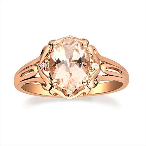 Gin and Grace Gracelynn 10K Rose Gold Oval-Cut Morganite Ring 0.033tcw ...