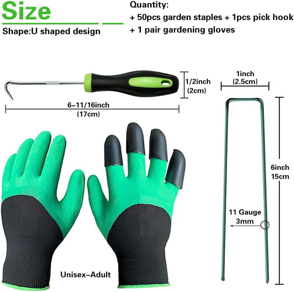 50Pcs Green Landscape Staples 6in Garden Artificial Turf Stakes Staples ...