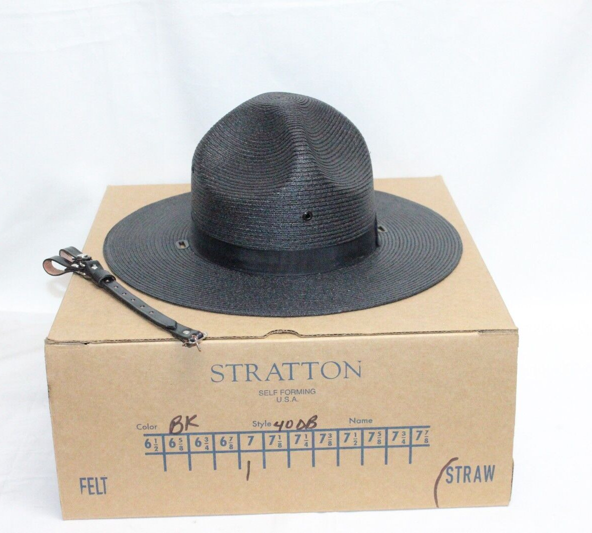STRATTON HAT STYLE 40DB TROOPER SHERIFF STRAW HAT SIZE 7,BLACK COLOR | eBay