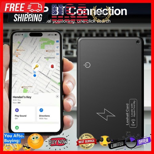 Thin Wallet Card FIND MY Network Tracking Tracker Wireless Rechargeable ...