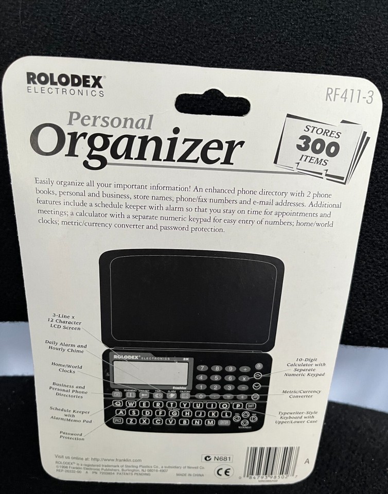 ROLODEX Personal Organizer, Vintage, New Sealed, RF411-3 | eBay
