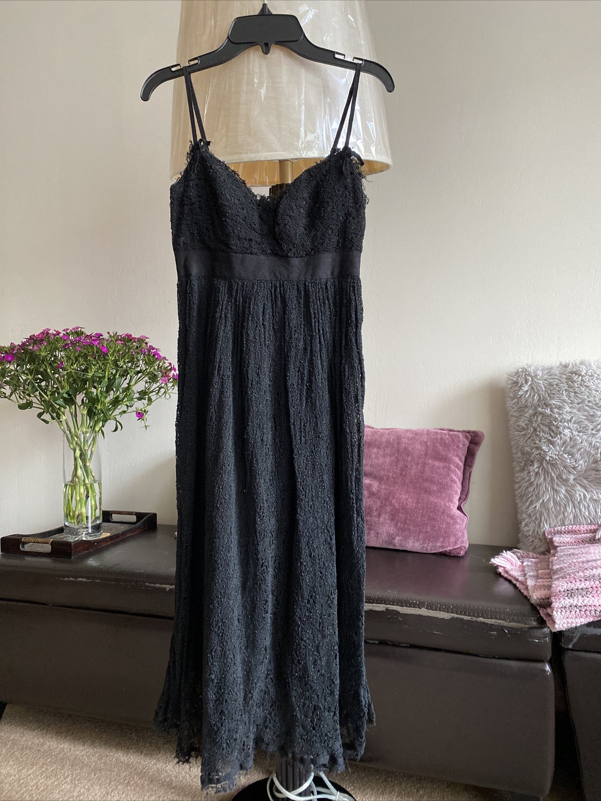 Max Studio Black dress, Crochet Details, size 0 - Gem