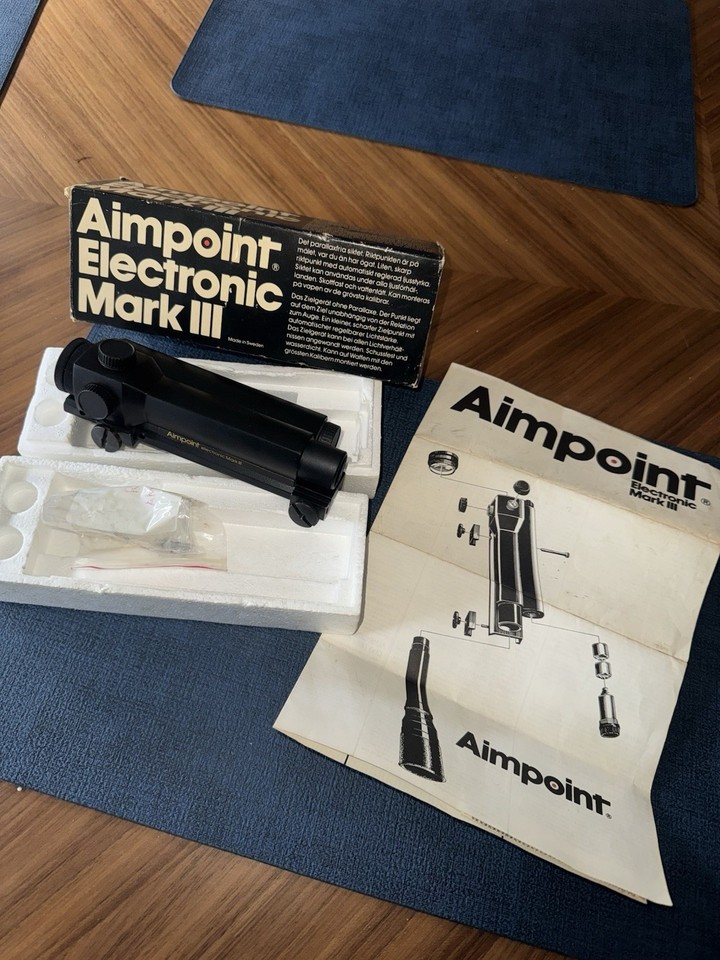 Vtg Aimpoint Electronic Mark III Red Dot Optic Sight Sweden Complete In ...