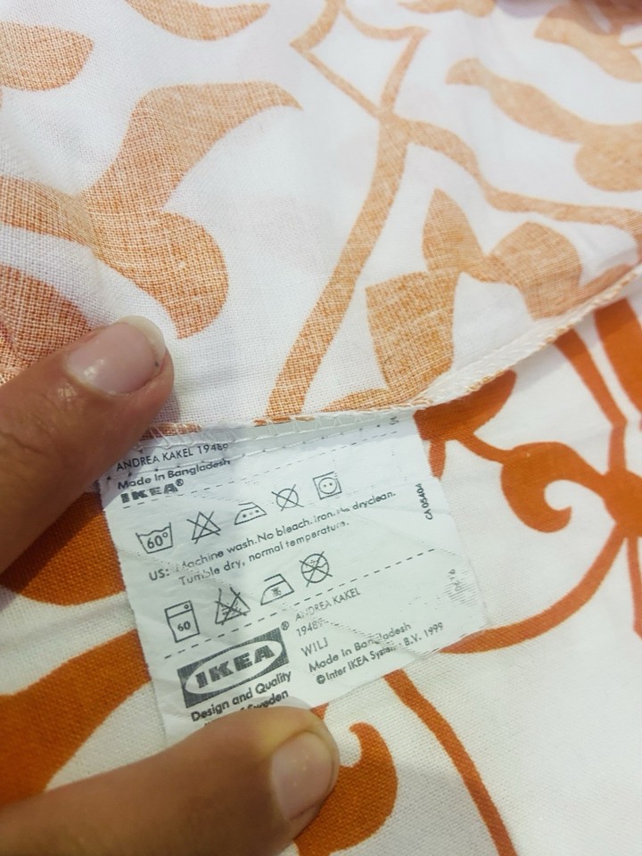 Ikea ANDREA KAKEL SING DUVET Cover Pillowcase Bed Set Orange White BI74 ...
