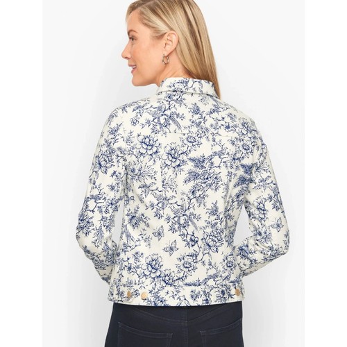 NWT Talbots Bird Toile Blue and White Denim Jacket Womens Size 2X | eBay