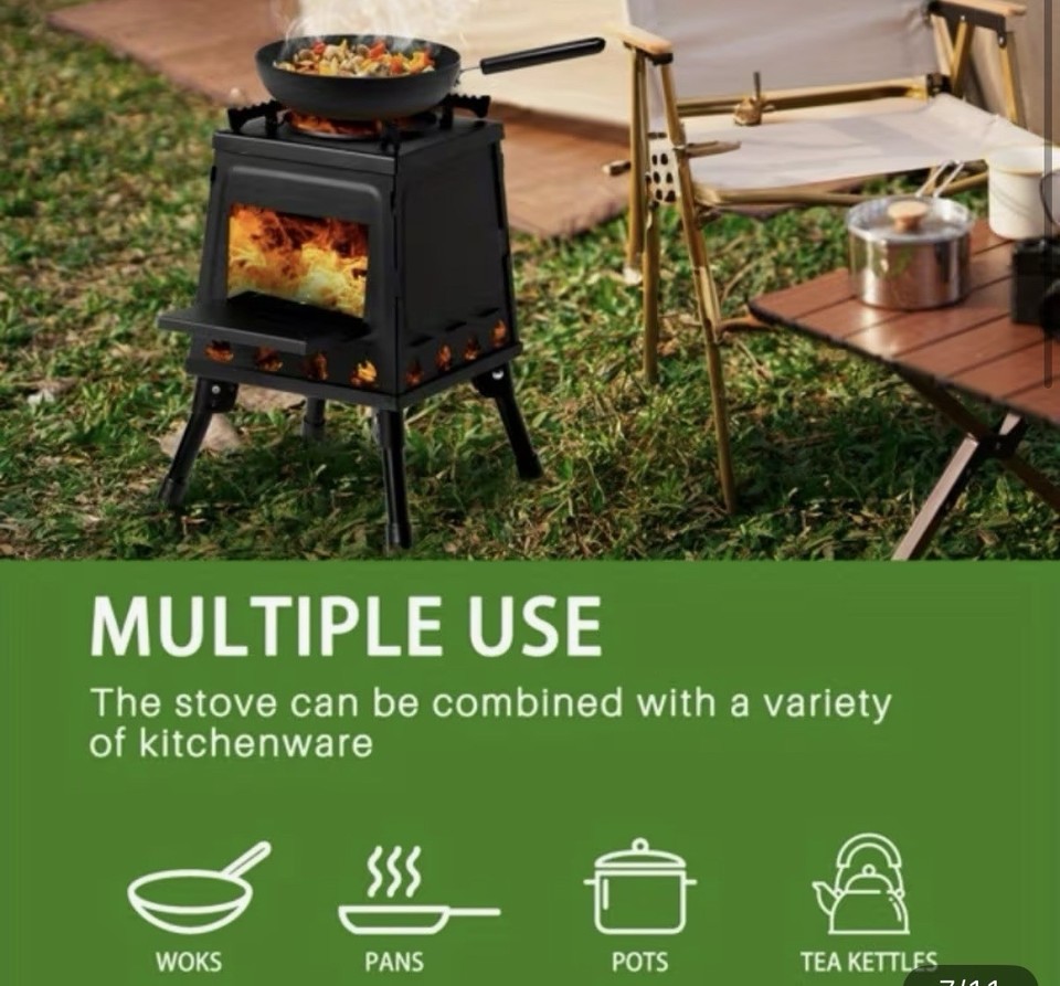 Wood Burning Stove, Camping Wood Stove, Small Portable Cast Iron Wood ...