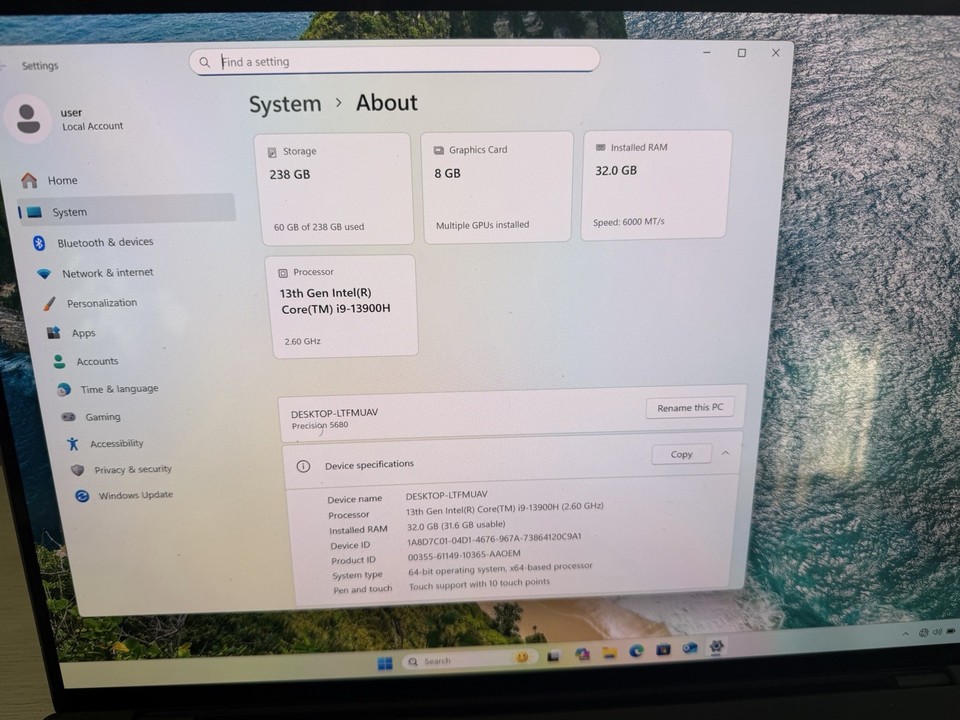 Dell Precision 5680 16" OLED Touchscreen Core i9-13900H 256GB 32GB ...
