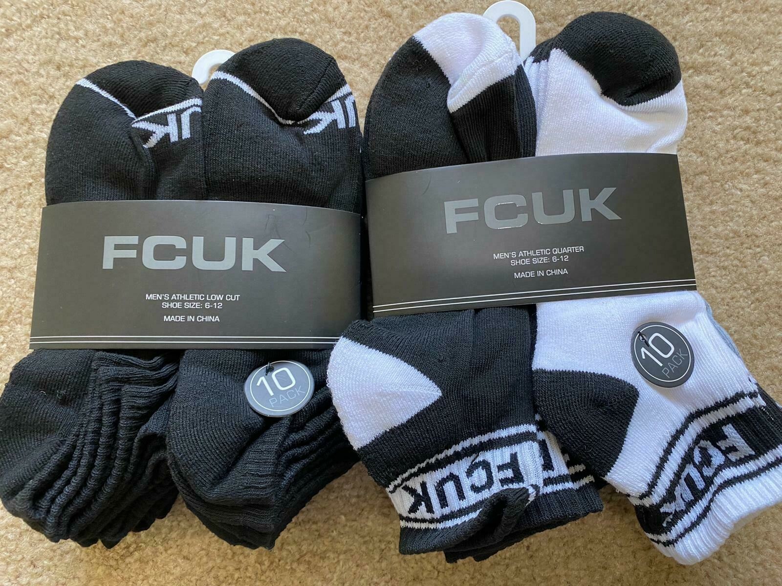 NWT FCUK French Connection 10 pairs Men’s Athletic Quarter Sock shoes ...