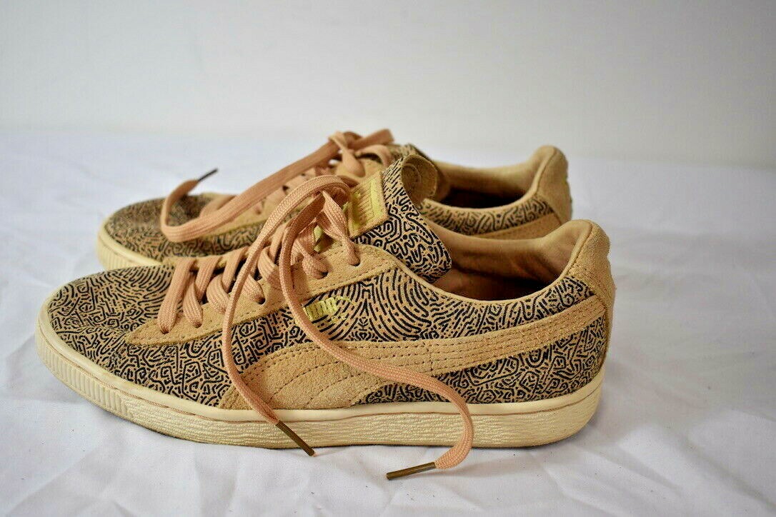 PUMA BROWN ANIMAL PRINT SUEDE LEATHER SNEAKER SIZE 6.… - Gem