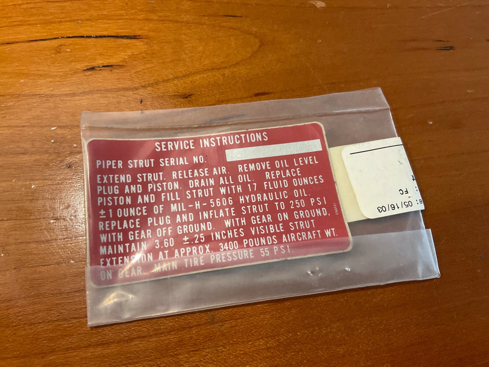 Genuine New Piper Aircraft OEM 582-532 Placard 69669-67 | eBay