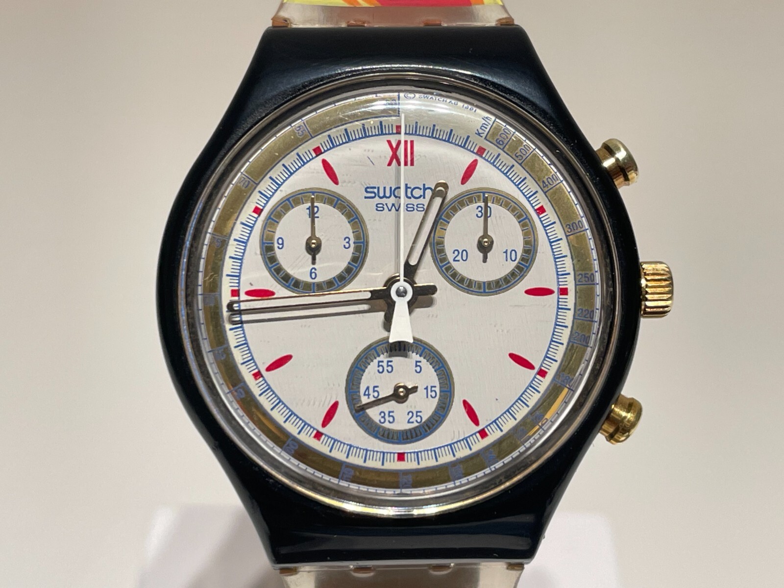 VINTAGE BEAUTIFUL RACING STYLE MEN'S CHRONOGRAPH QUARTZ WATCH "SWATCH ...
