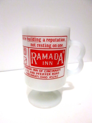VTG RAMADA INN MILK GLASS HOTEL MOTEL PEDESTAL MUG CINCINNATI OHIO | eBay