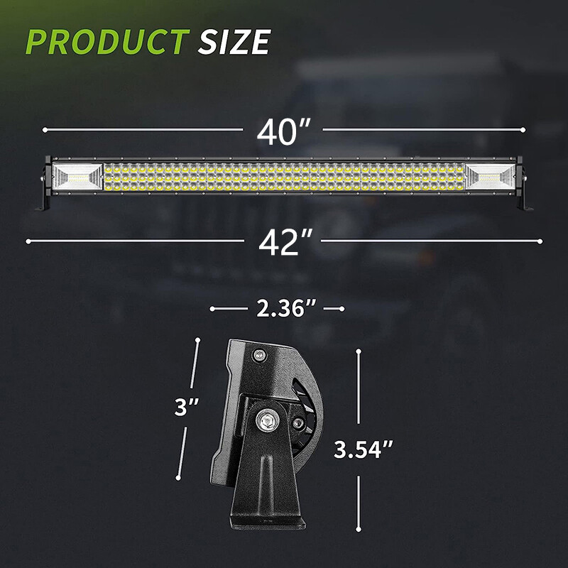 40 Inch LED LIGHT BAR Tri Row Spot Flood Combo Truck Offroad 4WD ATV ...