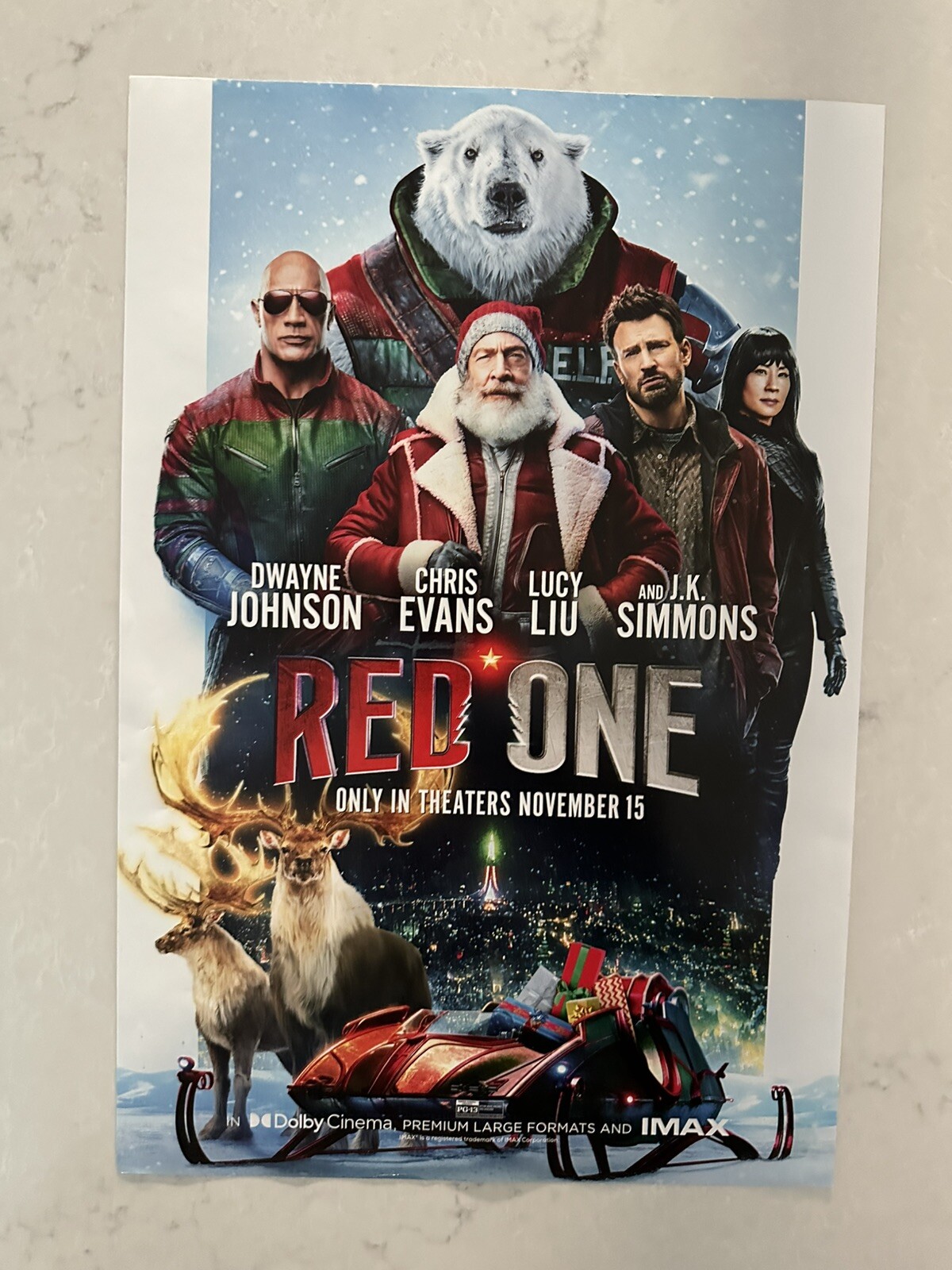 Red One movie poster ~11 x 17 inches~Dwayne Johnson, Chris Evans,Lucy ...