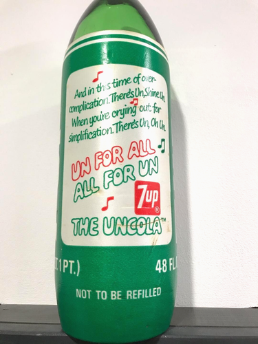 Vintage 7Up 48oz Empty Glass Soda Bottle, Styrofoam Label w/Original ...