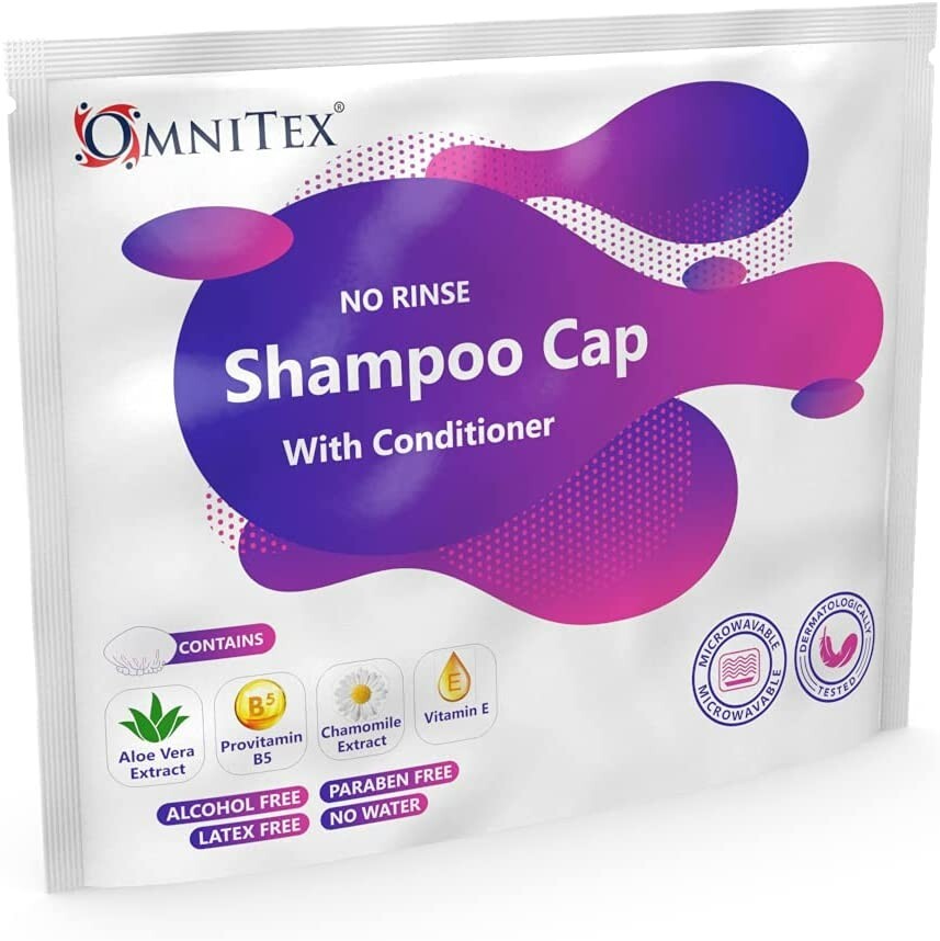 3pk -Omnitex Premium Rinse Free Shampoo Cap, Microwaveable, With ...