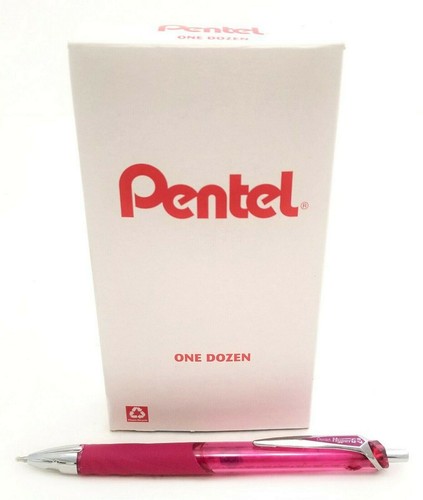 NEW Pentel HyperG Retractable Gel Roller Pen PINK INK .7mm 12-PACK Box ...