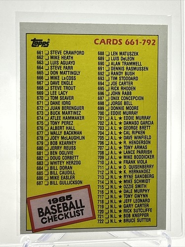 1985 Topps Checklist: 661-792 Baseball Card #784 NM-Mint FREE SHIPPING ...