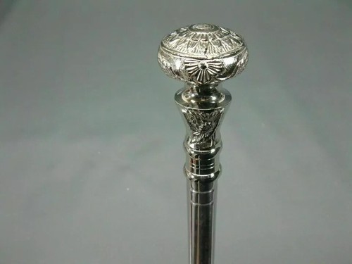Stainless Steel Walking Hiking Stick Cane Silver Noble Luxury vintage ...