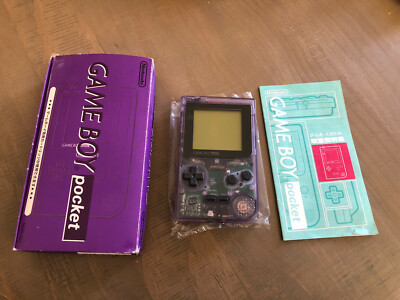 GameBoy Pocket console Clear Purple In BOX With Manual Great Condition ...