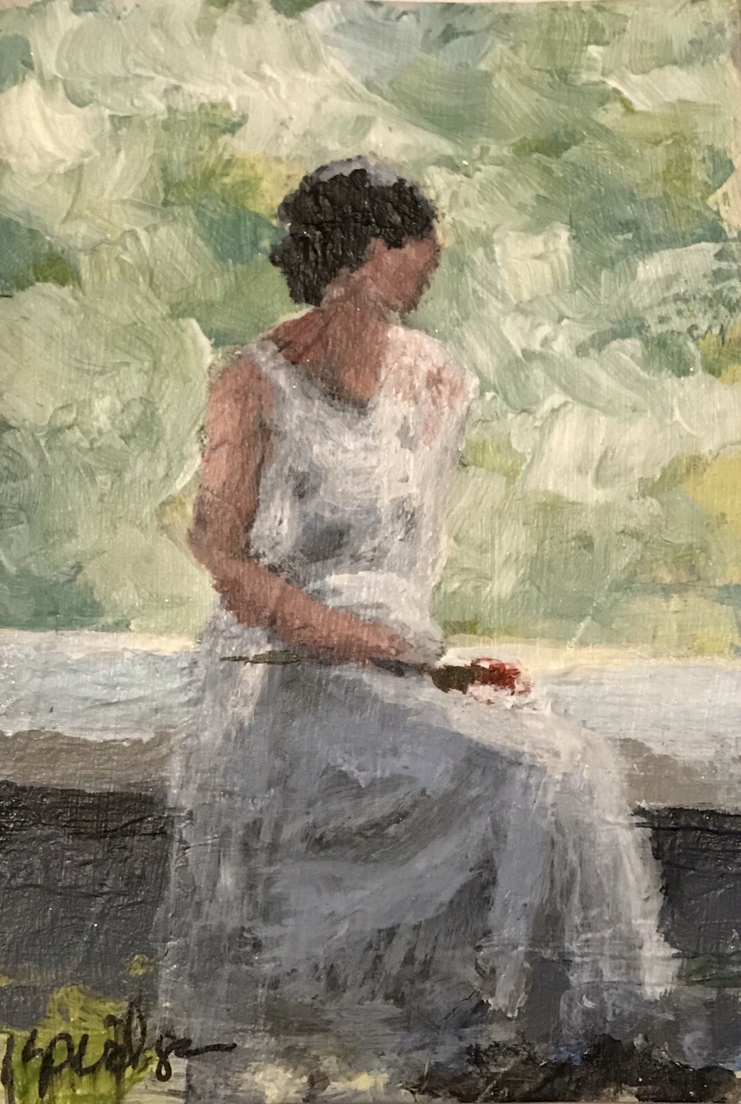 ACEO ATC Signed Print “Waiting II” Art Artist Trading Card In Sturdy ...