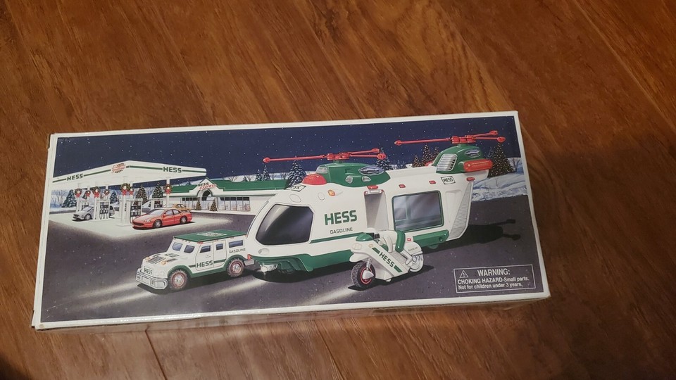 Hess Toy Truck Helicopter with Motorcycle & Cruiser (2001) 793625008048 ...