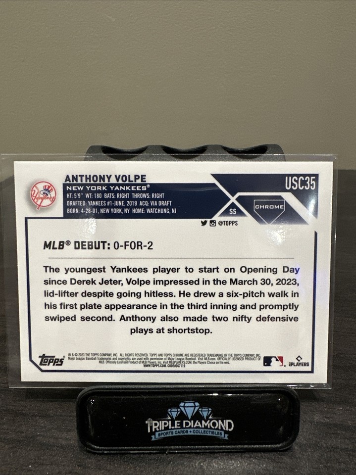 2023 Topps Chrome Update Anthony Volpe Rookie Debut RC #USC35 Yankees ...