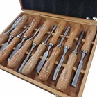 12 Piece Wood Chisel Carving Tool Set in Wooden Box CR-V Steel ...