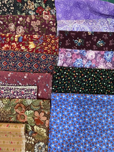 Vintage Lot of 14 Calico cotton quilt fabric scraps small pieces | eBay