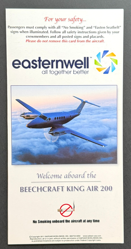Easternwell Beechcraft King Air 200 Safety Card - 2011 | eBay