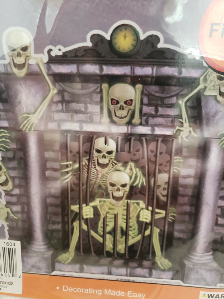 Skeleton 35.4 X 39.4 Fireplace Wall-Halloween Haunted House Scene ...