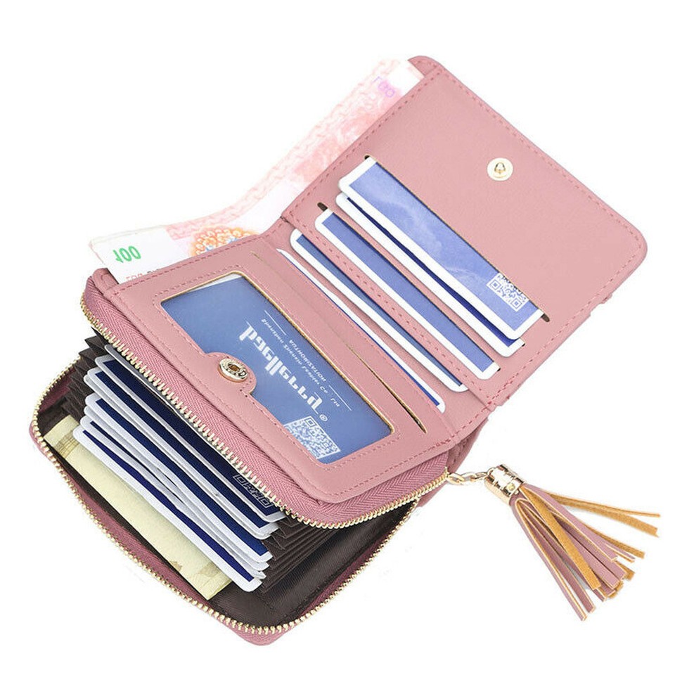 Womens Small Compact Bifold Leather Wallet Ladies Mini Purse Multi Card ...