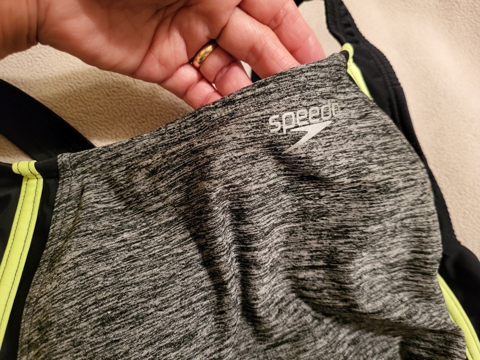 Speedo Size 4 Gray Black Green Neon One Piece Flyback Swimming suit | eBay