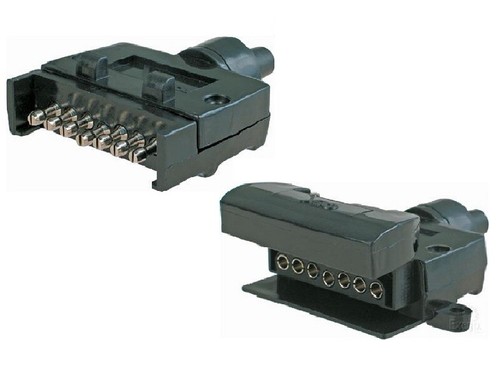 Trailer Plug & Socket 7 Pin Flat 12v 15a Surface Mount Durable Plastic ...