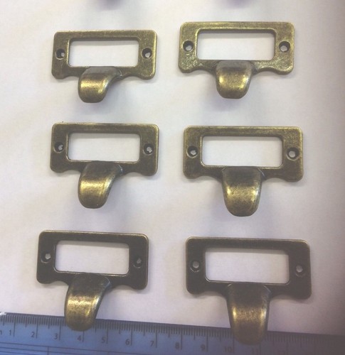 6 Haberdashery Type Drawer Handles,Vintage Label Pull,label Holder Cup ...