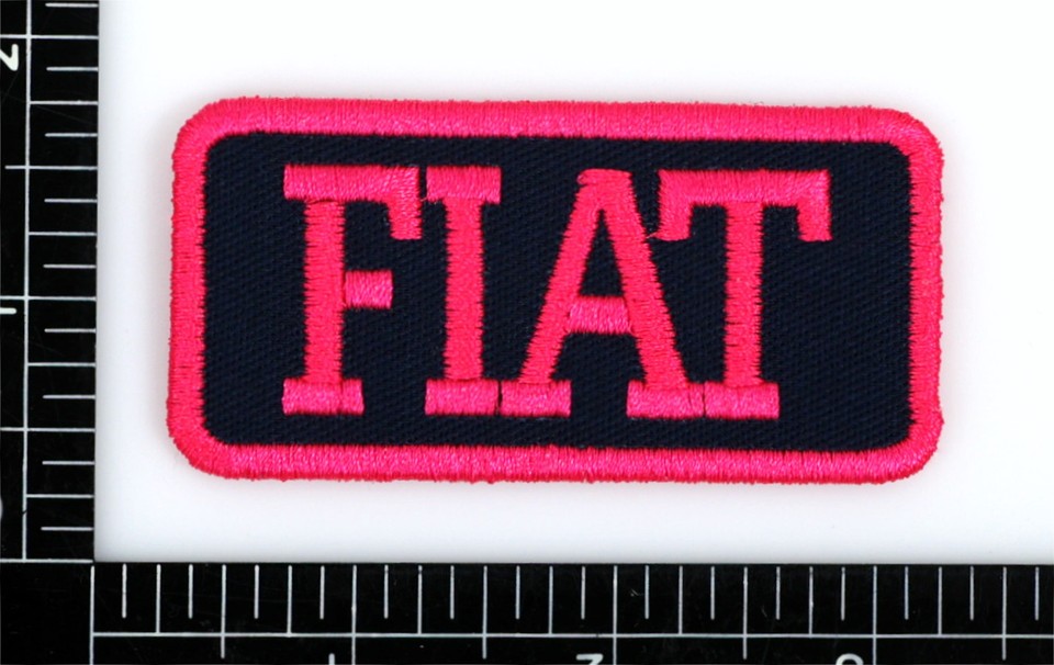 Fiat Embroidered Patch Black/Neon Pink Iron-On Sew-On Jacket Backpack ...