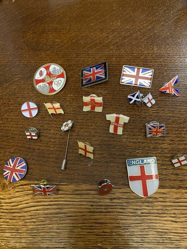 Union Jack British England Pin Badges lot Flag football english rose ...