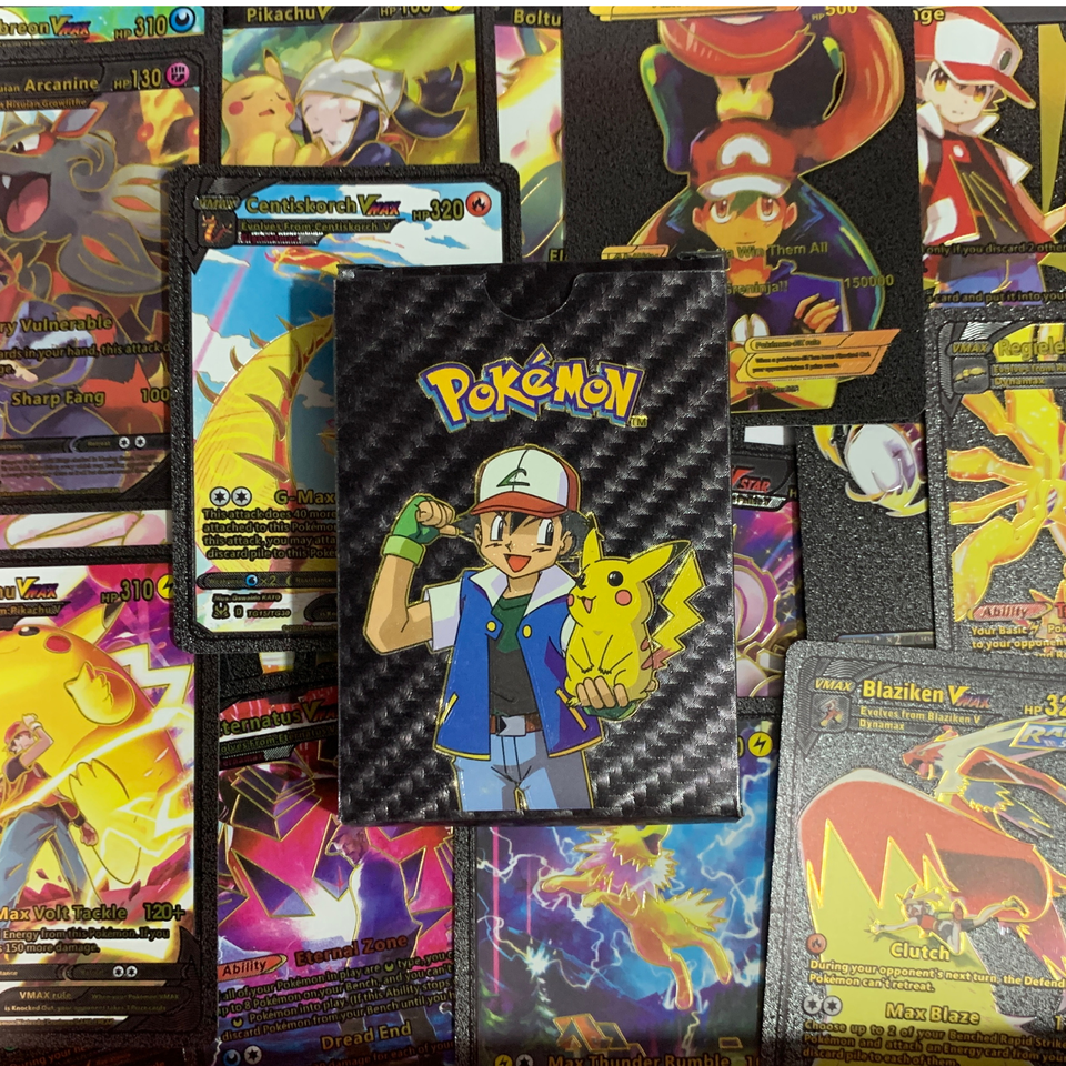 55 Pokémon Anime Playing Cards Set | Black Deck | Pikachu Ash, Gift for ...