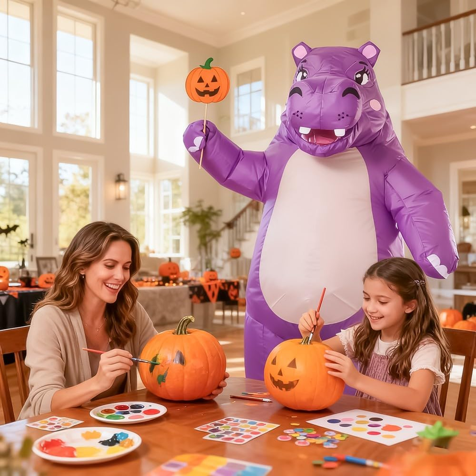 Halloween Inflatable Costume for Adult Fancy Hippo Suit Blow up Costume ...