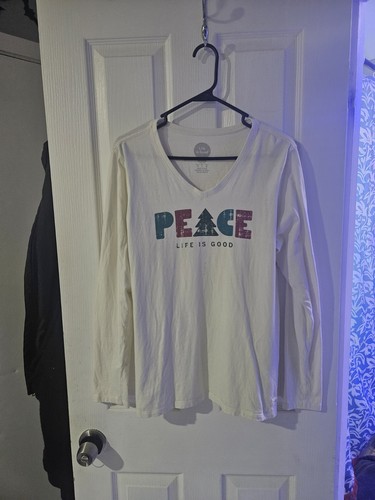 Women’s Life Is Good Peace Holiday Classic Fit Longsleeve Shirt Size L ...