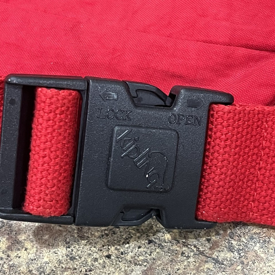 Vintage Kipling Red Nylon Fanny Pack Hip Waist Sling Belt Bag Zip EUC ...