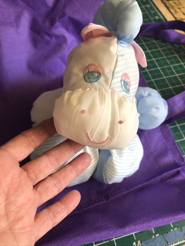 Fisher-Price Vintage 9” Puffalump Plush Pony Zebra Horse Blue Stars ...