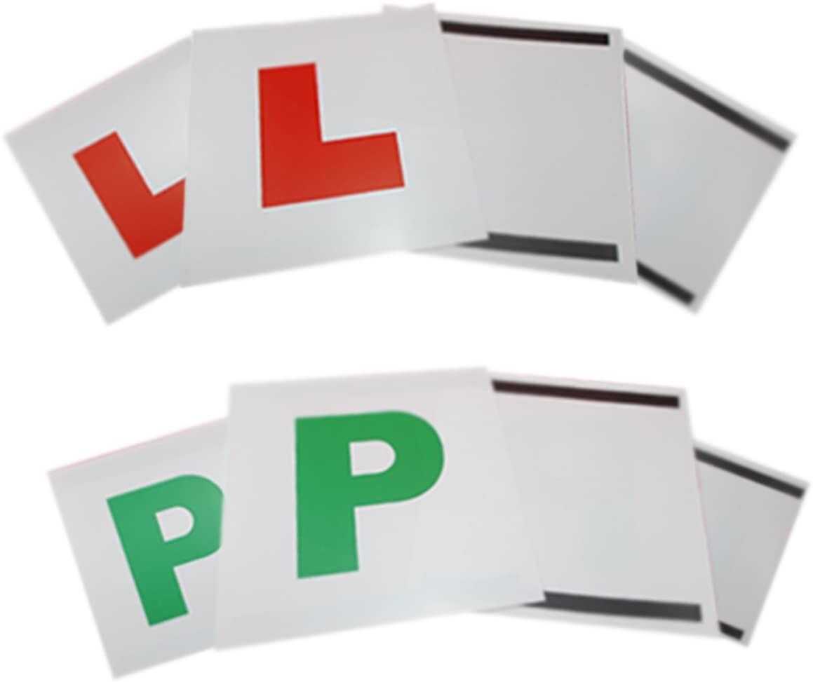 4 MAGNETIC L & P UK PLATES SECURE Quick Easy To Fix Learner P Sign ...