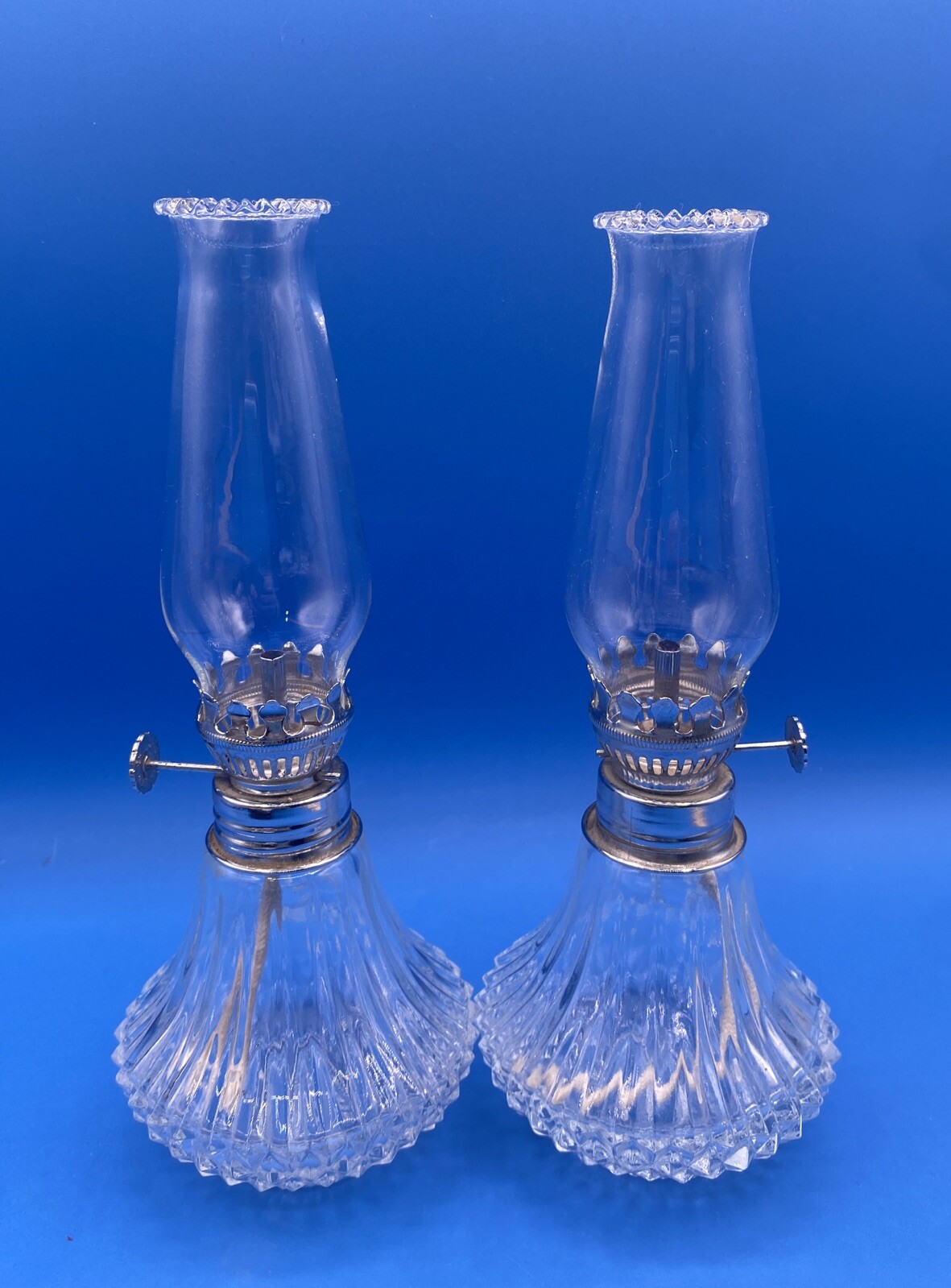 Vintage Lamplight Farms 9 inch Oil Lamps With Cut Glass Set Of 2 | eBay