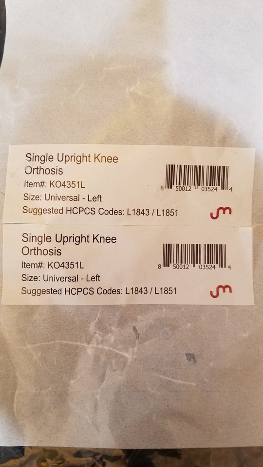Unite Medical Single Upright Knee Left Orthosis # KO4351L L1843 / L1851 ...