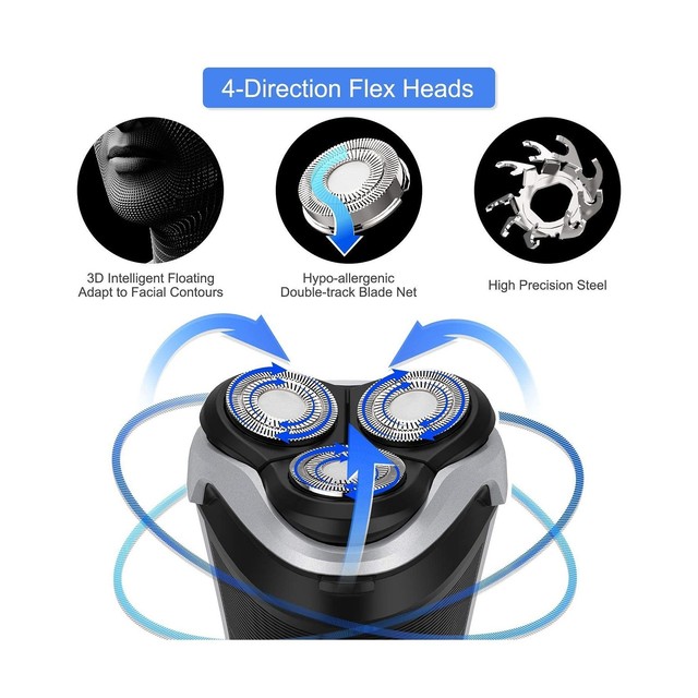 Men's Electric Corded and Cordless Rechargeable 3d Rotary Shaver Razor ...