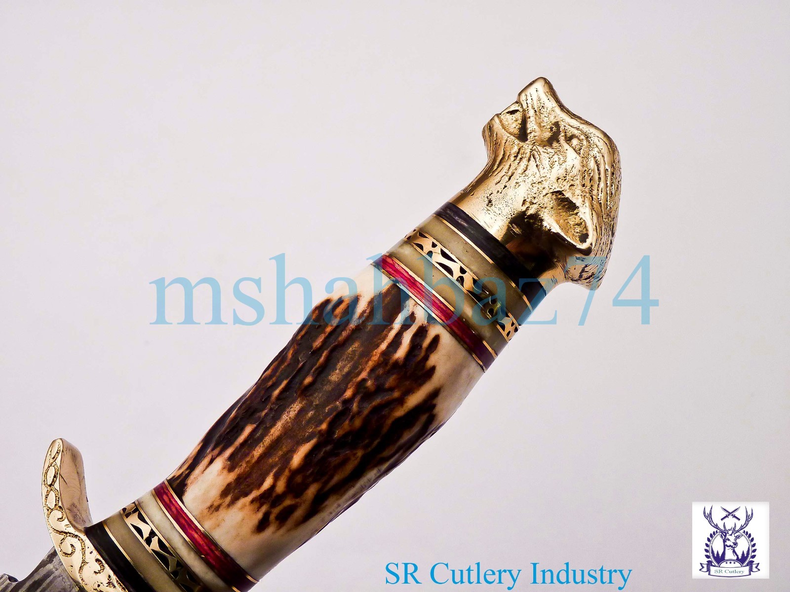 BEAUTIFUL WOLF CUSTOM HAND MADE DAMASCUS STEEL HUNTING SWORD KNIFE ...