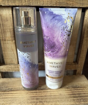Bath & Body Works AMETHYST WAVES Fragrance Mist and Body Cream Lot of 2 ...