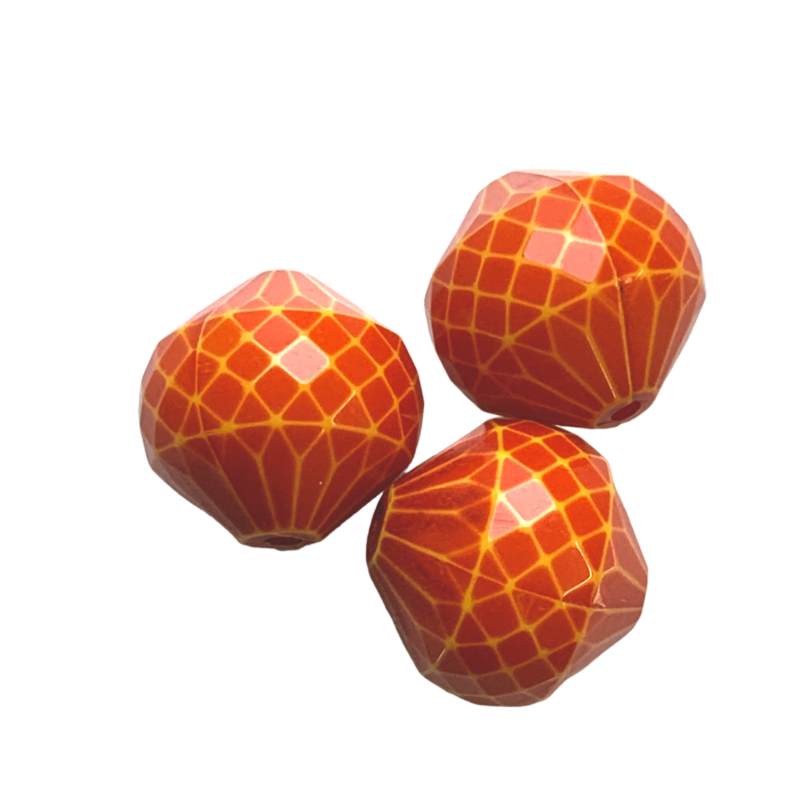 10 Acrylic, Intense Orange Color, Spinning Top Like Shape Beads, 15 x ...