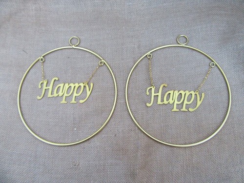 6Pcs Round Metal Ring "HAPPY" Wall Hanging Home Party Decor | eBay